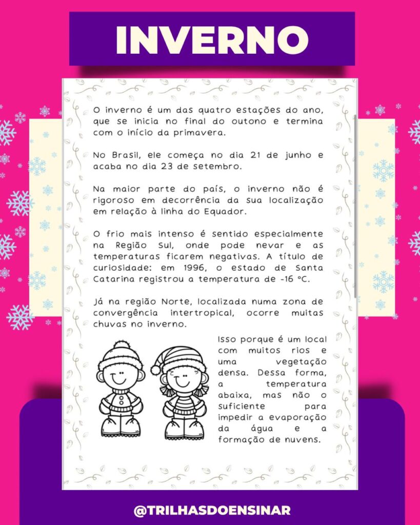 INÍCIO DO INVERNO – TRILHAS DO ENSINAR