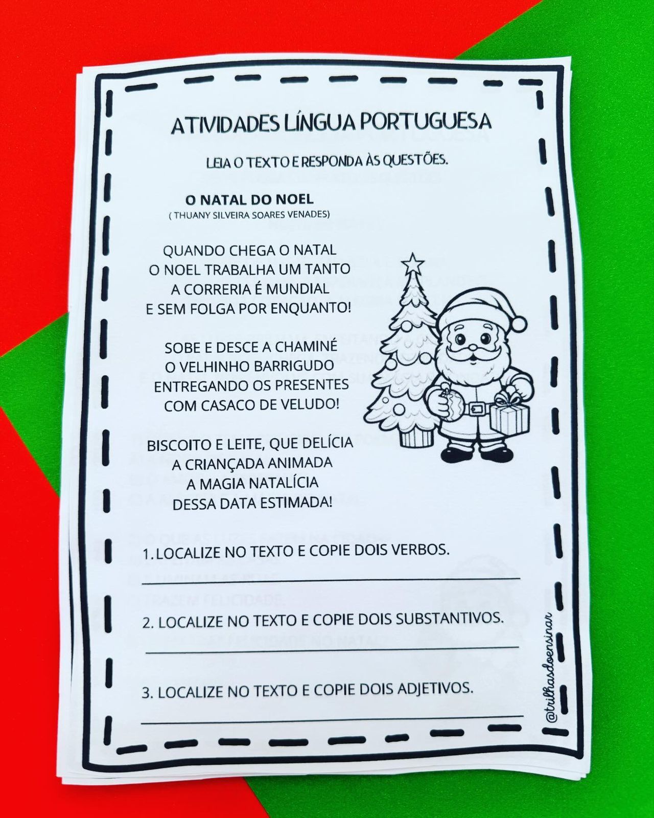 ATIVIDADES DE NATAL – LÍNGUA PORTUGUESA – TRILHAS DO ENSINAR